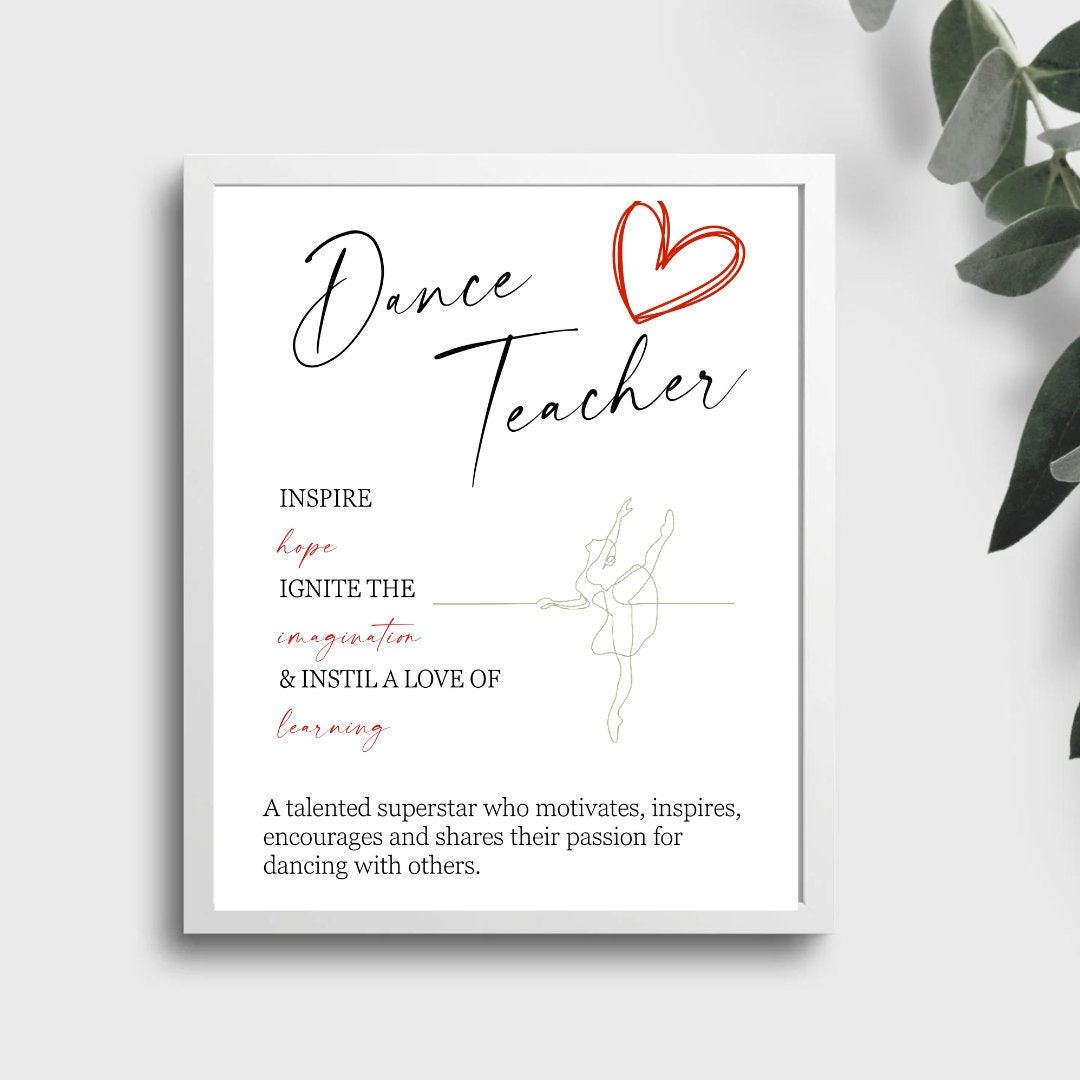 Dance Teacher Thank You, Digital Download, Teacher Gift, Dance Teacher ...