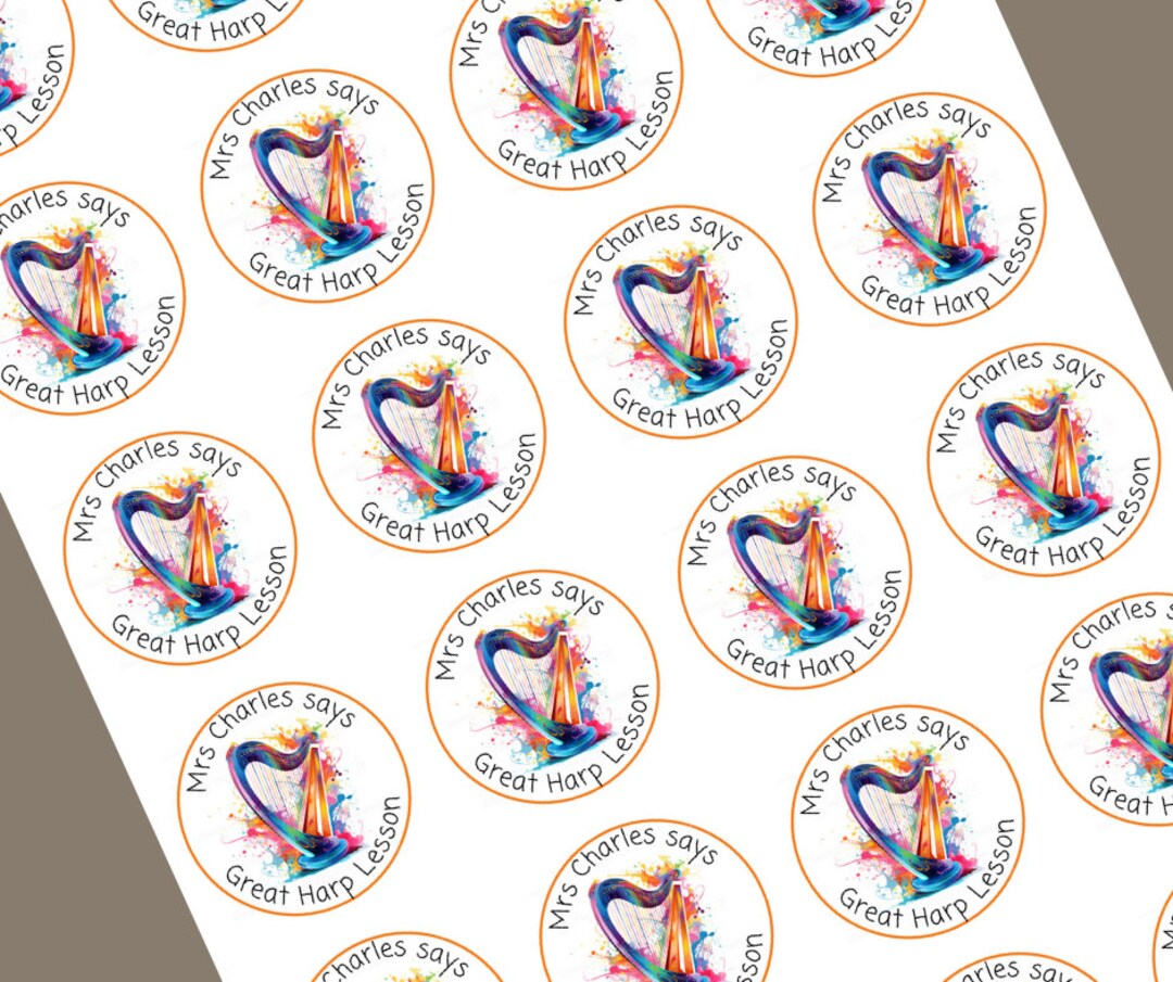 Personalised Harp Teacher Stickers, Harp Reward, Harp Teacher Stickers ...