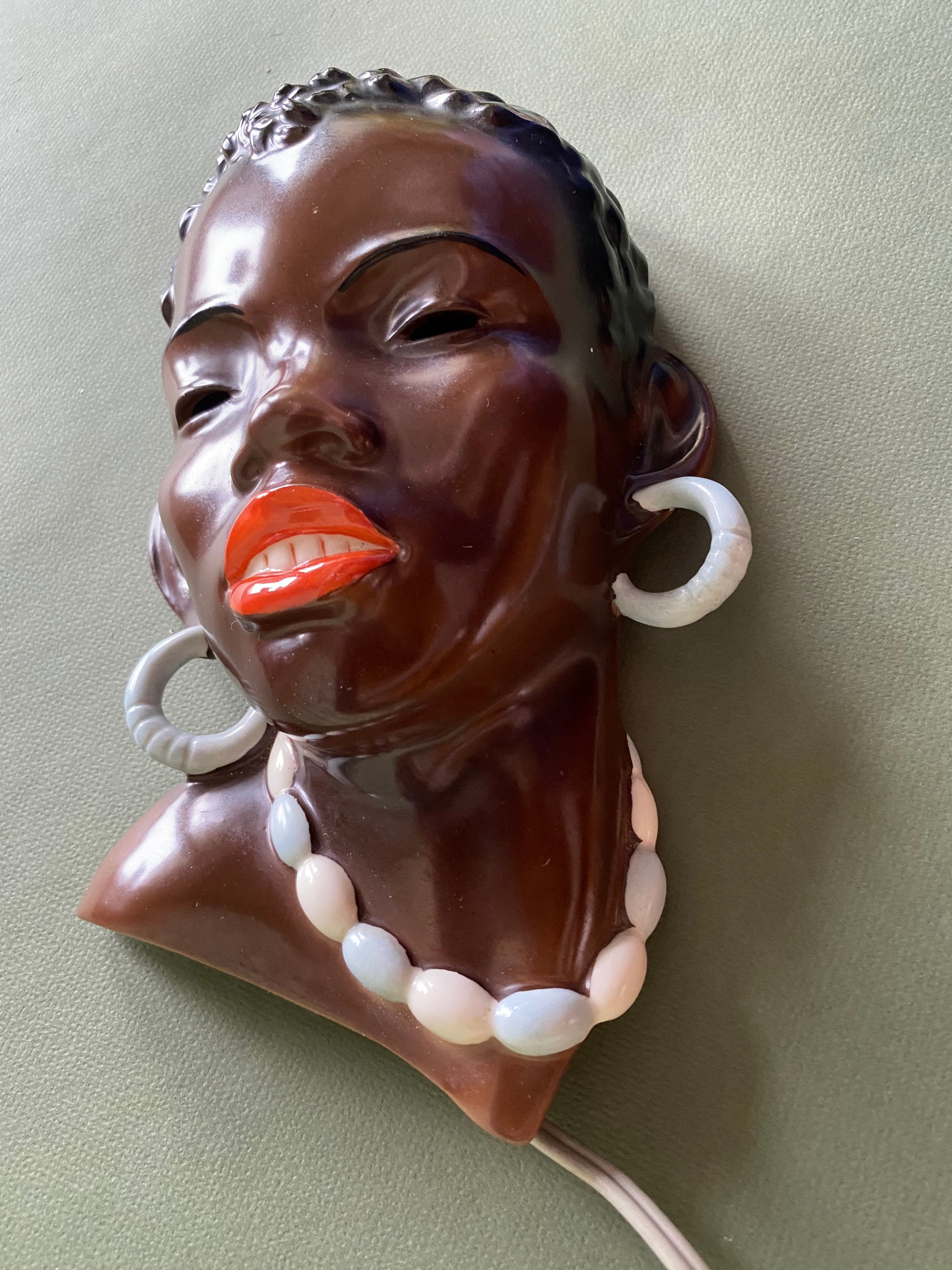 Original 50s African Woman Lamp Vintage Ceramic Wall - Etsy