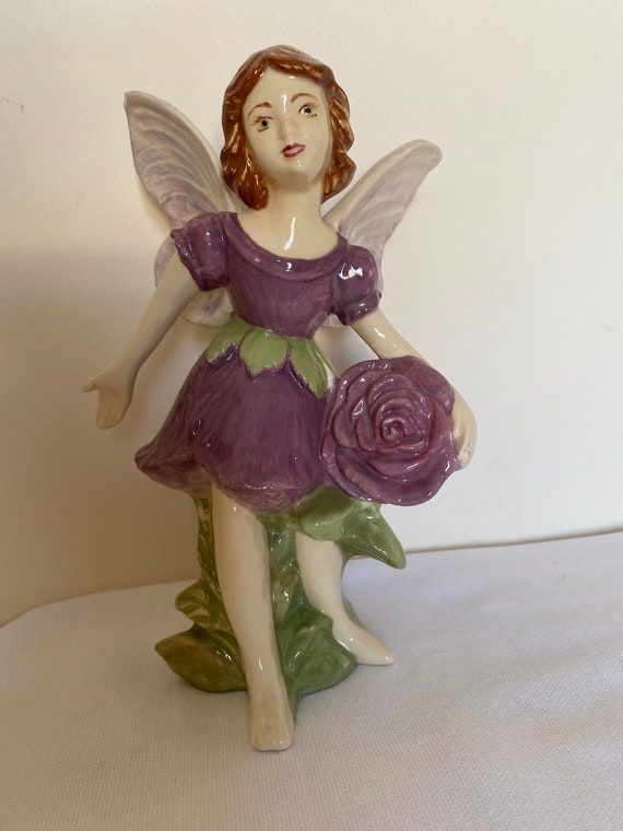 Vintage Flower Fairy Hand Painted Big Ceramic Figurine | Etsy