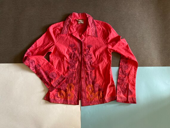 90s Quicksilver Jacket Pink Floral Blouse Vintage De… - Gem