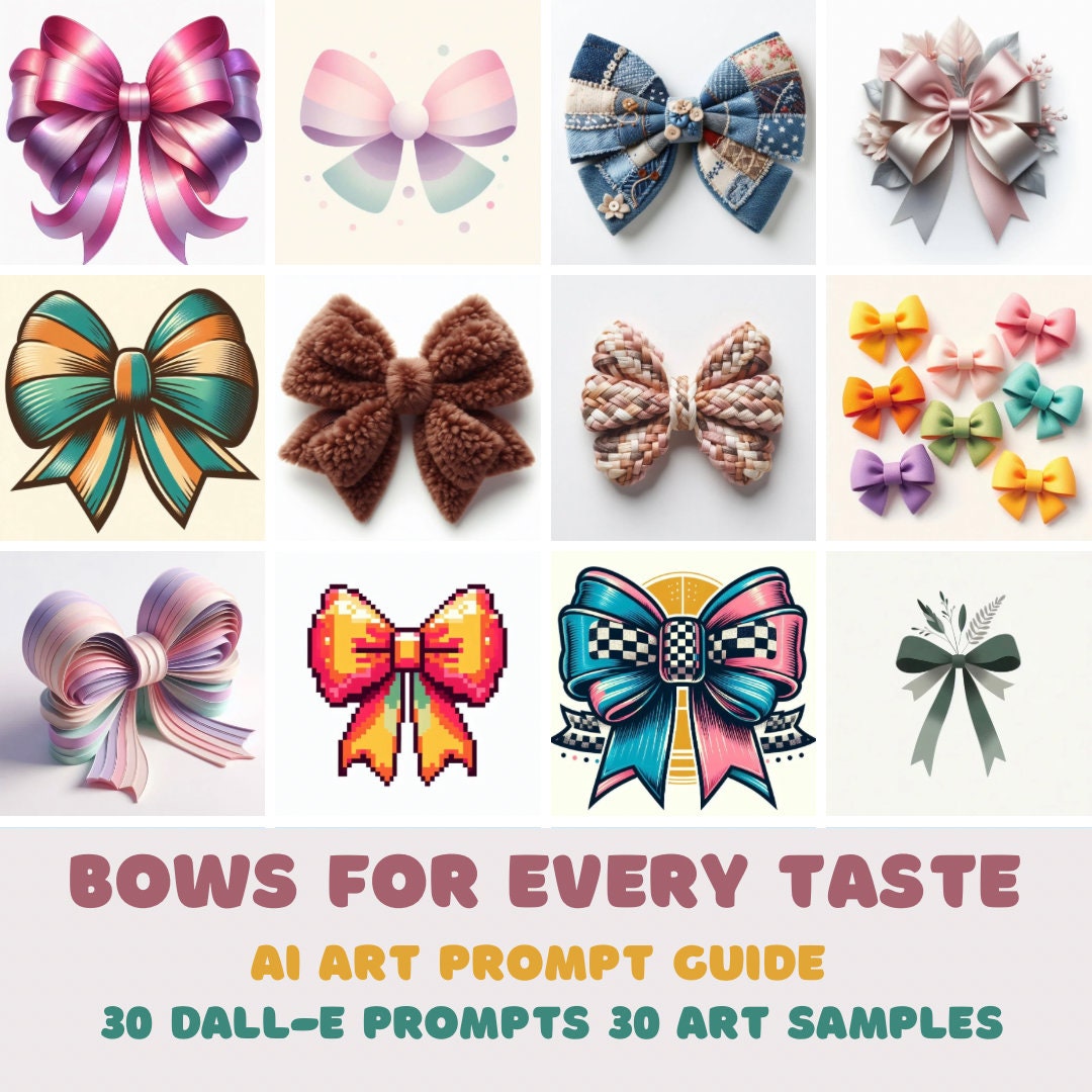 Bow Prompts DALLE 3 Prompt Guide AI Art Prompts Chat GPT Bows Clip Art ...