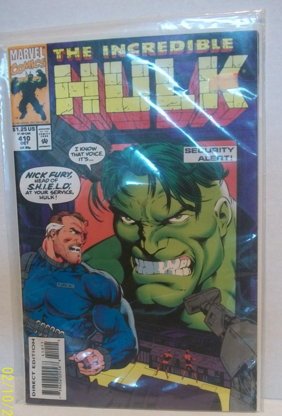 1993 the Incredible Hulk 410 Nick Fury Shield VF-NM Unread Vintage ...