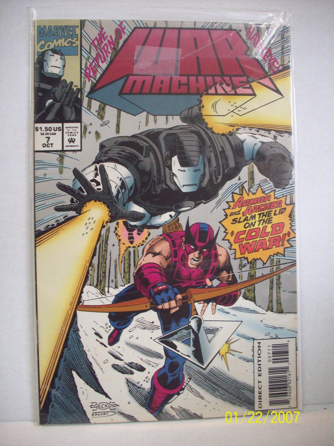 Comic Book War Machine #7 Guest Hawkeye VF-NM Unread Condition 1994 ...