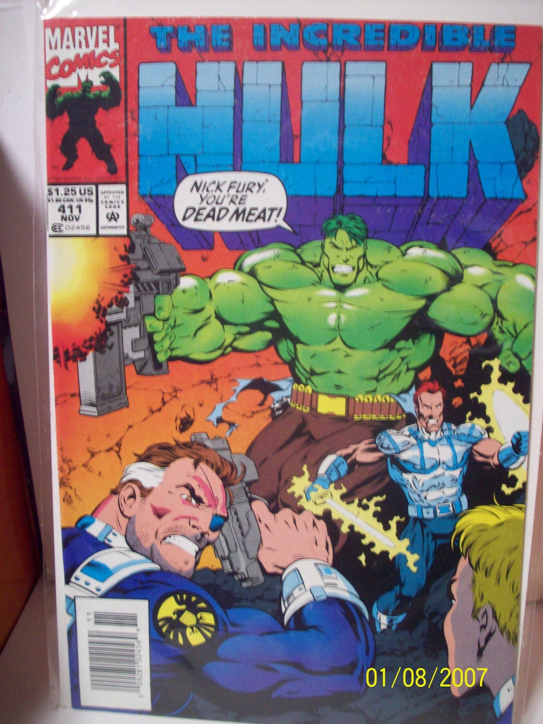 1993 the Incredible Hulk 411 Pt 2 Nick Fury Shield VF-NM Unread Vintage ...