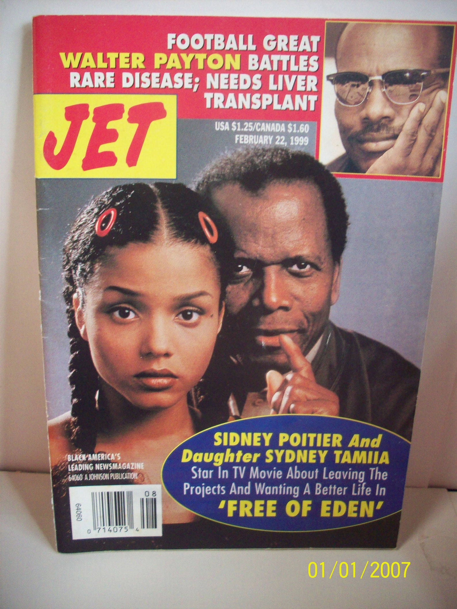 Sidney Poitier/daughter, Walter Peyton on Cover Jet Magazine Feb 22 ...
