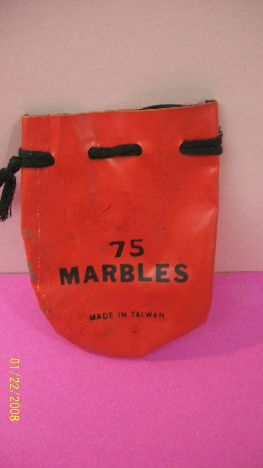 Red Marble Bag 75 Marbles on Front Made in Taiwan Vinyl Marble Bag With ...