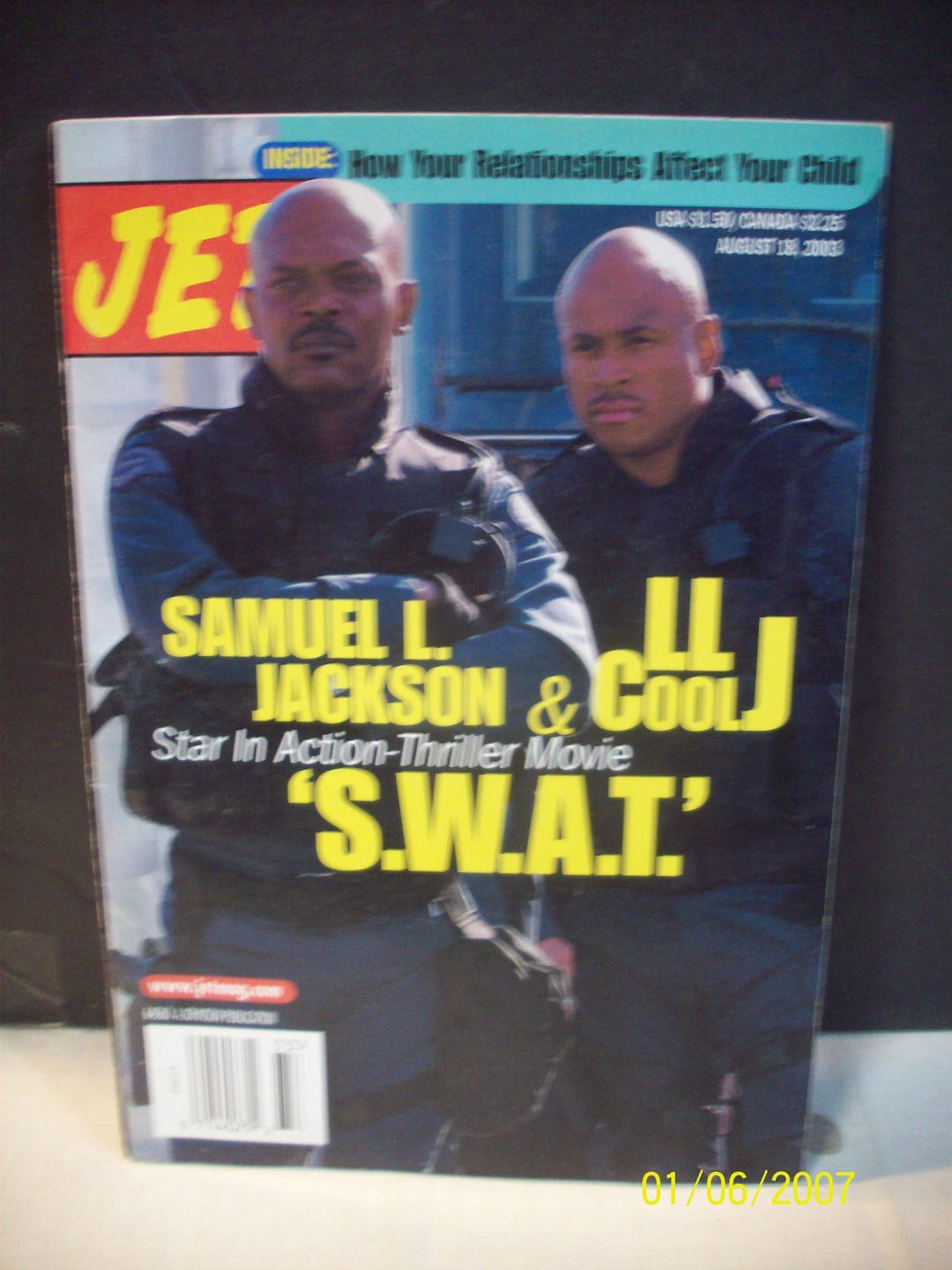 Samuel L Jackson LL Cool J , SWAT Movie Jet Magazine Aug 18,2003 ...