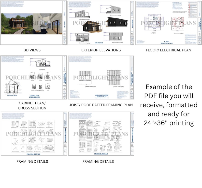 Modern Tiny Cabin House Plan | 1 Bed | 1 Bath | Digital PDF Download ...