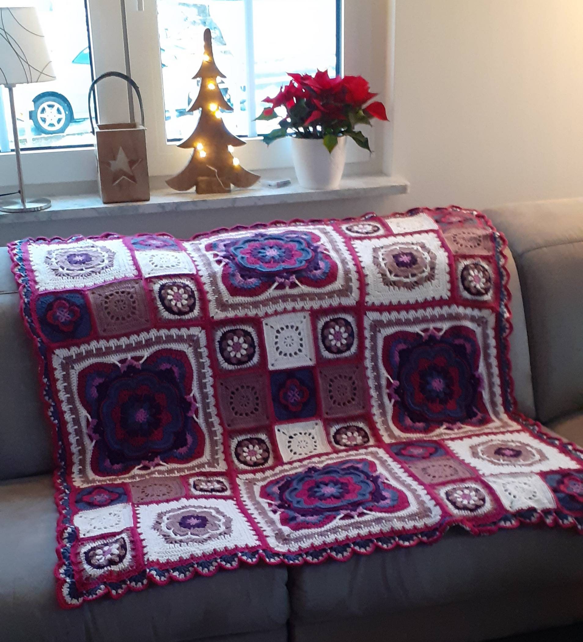 Große Häkeldecke * Couchdecke * Bettdecke * 130x130 cm * Kuscheldecke ...