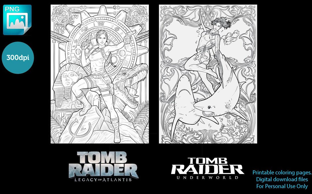 TOMB RAIDER Coloring Pack. Tomb Raider Legacy of Atlantis/ Tomb Raider ...