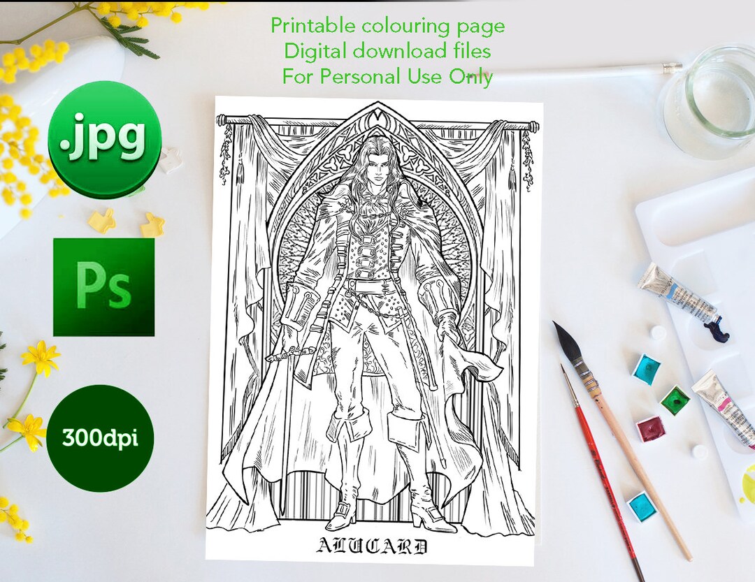CASTLEVANIA Alucard Color Page. Coloring Sheet Using Digital Printing ...