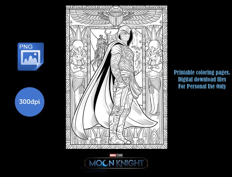 MOON KNIGHT Coloring Page. Digital Download. - Etsy