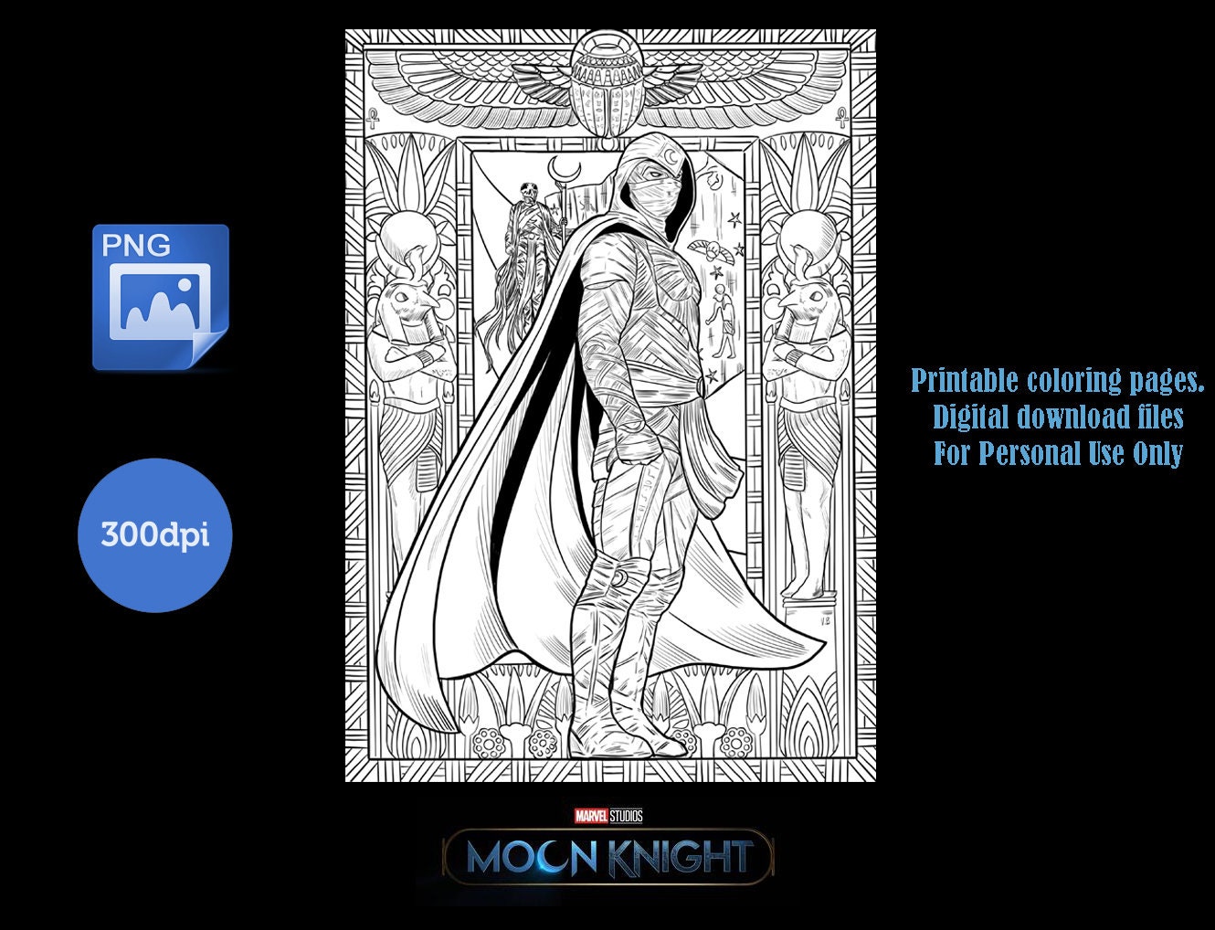 MOON KNIGHT Coloring Page. Digital Download. - Etsy