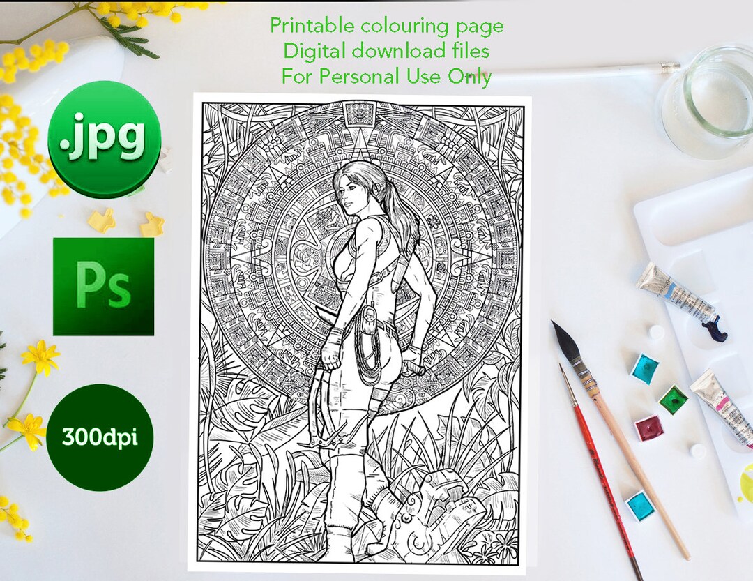 Lara Croft. SHADOW of the Tomb Raider. PAGE - Coloring Sheet Using ...