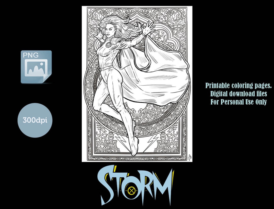 STORM Color Page. Ororo Munroe X-MEN. Digital Download, A4 Size, 300 D ...