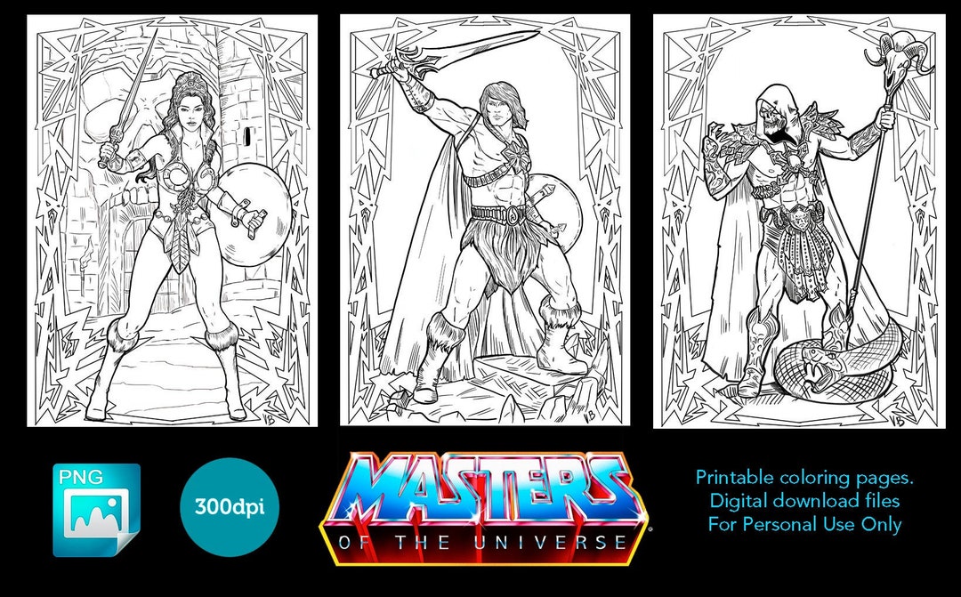 MOTU Masters of the Universe Coloring Pack. He-man, Teela and Skeletor ...