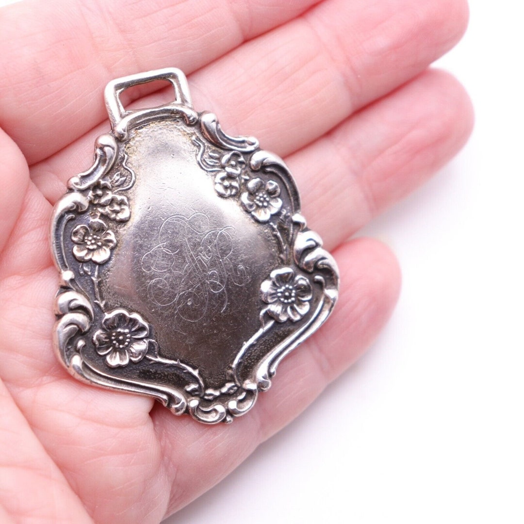 Vintage Webster Sterling Silver Floral Design Luggage Tag or Silver ... Vintage Webster Sterling Silver Floral Design Luggage Tag or Silver ...
