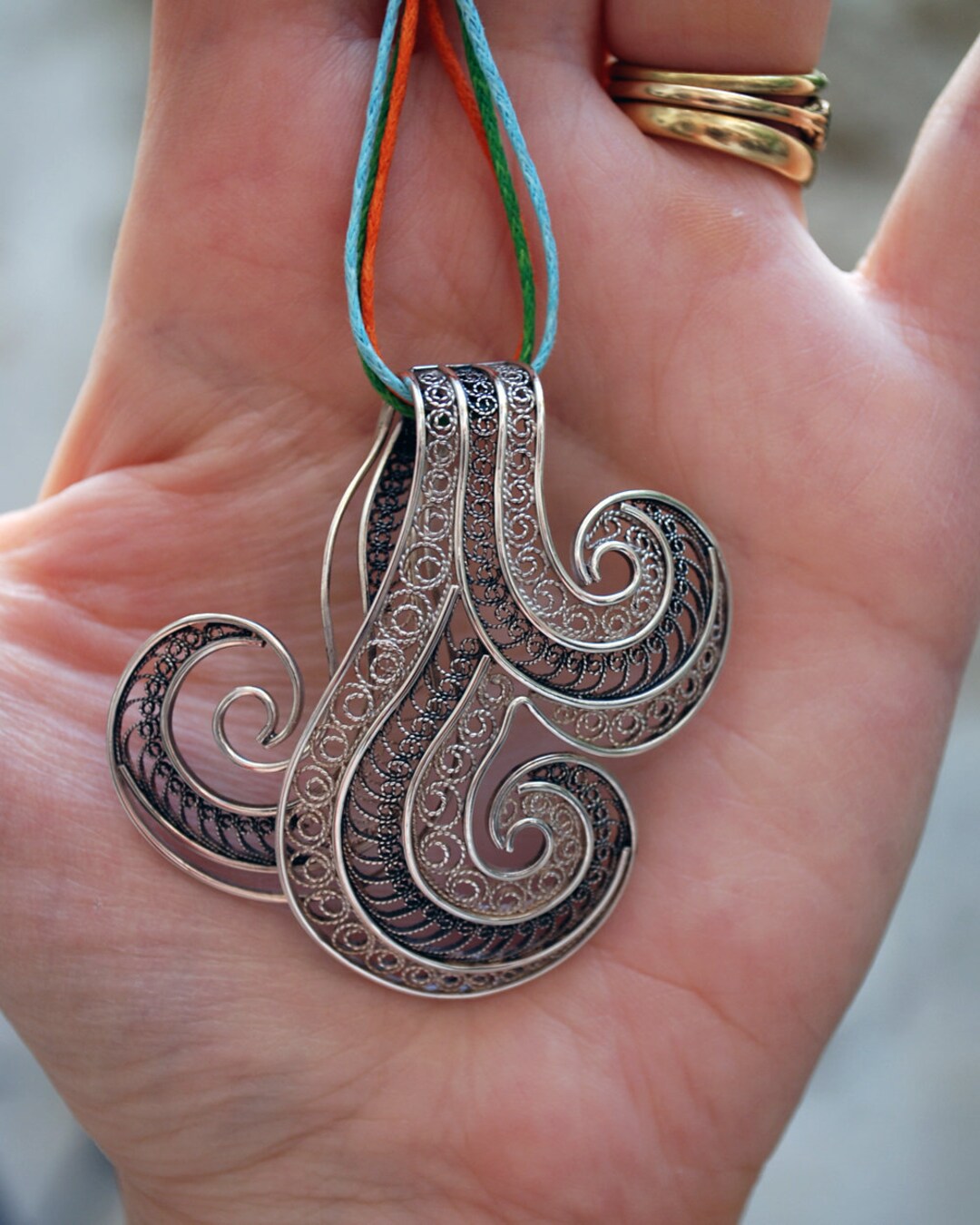 Stunning Filigree Pendant With an Unusual Wave Design, Handmade in Peru ...