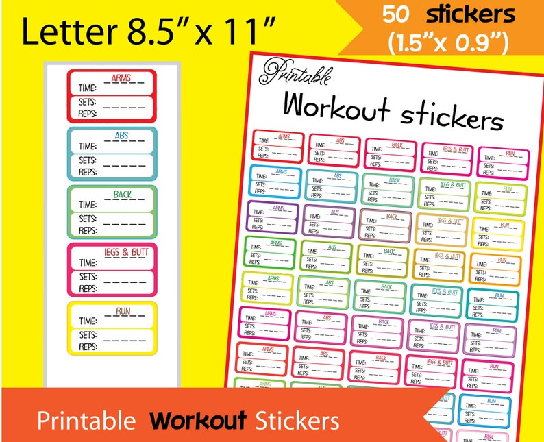 Exercise Stickers Workout Stickers Planner Stickers - Etsy