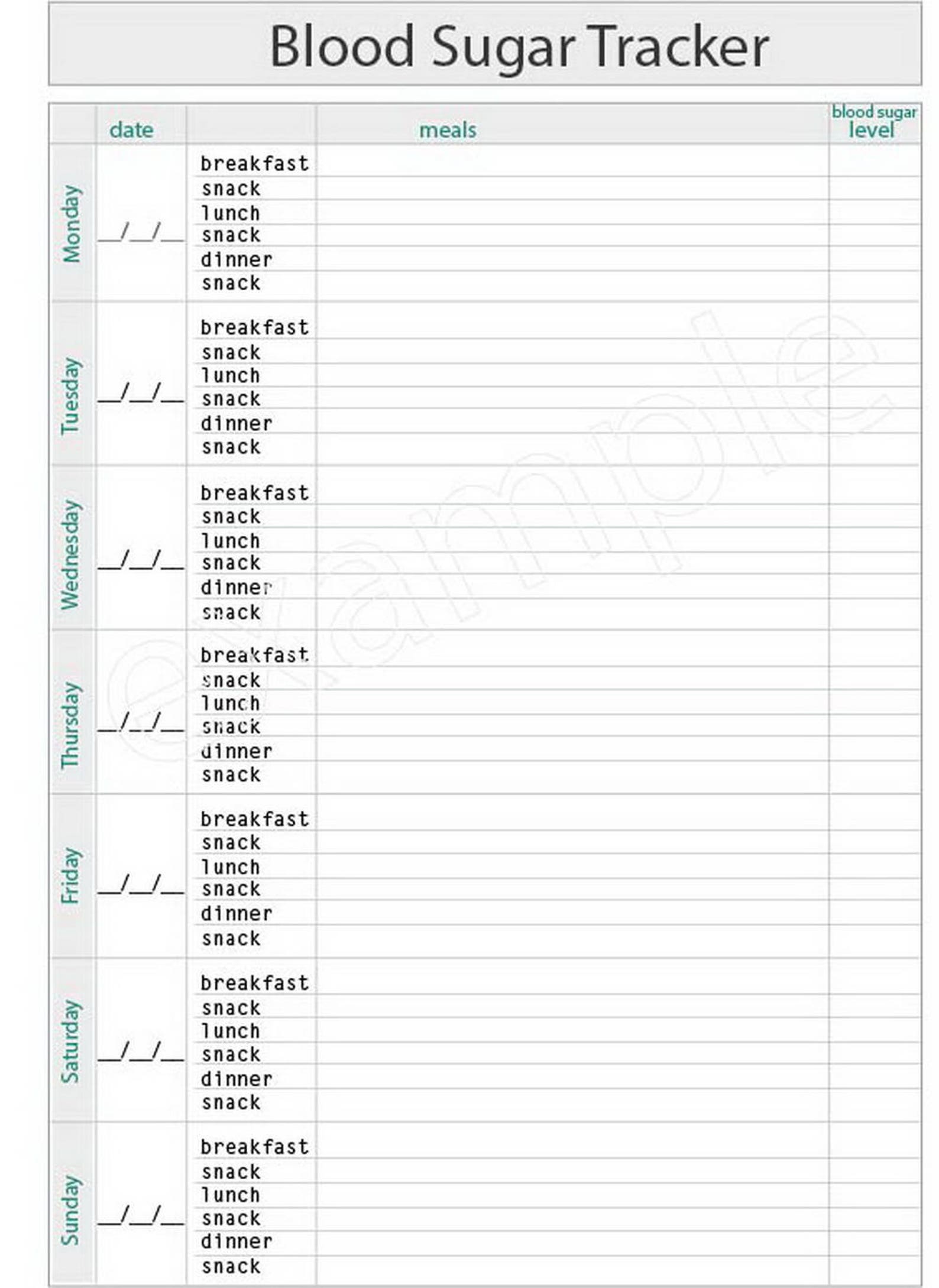 Blood Sugar Trackerblood Glucose Log diabetic Printable/ - Etsy