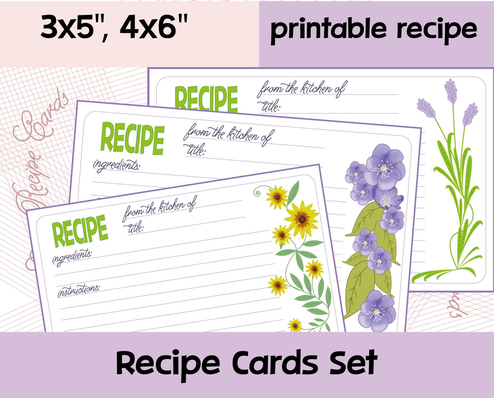 Recipe Cardsrecipe Card Template Recipe Card Printable | Etsy
