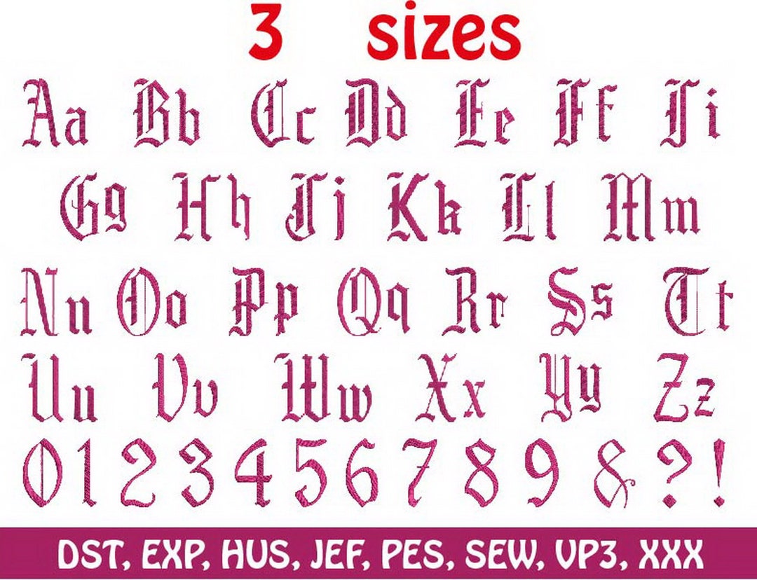 Old English Font, Machine Embroidery Design Old England - Instant ...