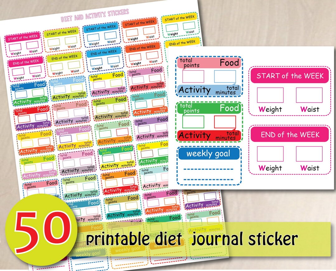 Weight Loss Printable Sticker, Workout Sticker for Planner, Points ...