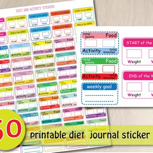 Weight Loss Printable Sticker, Workout Sticker for Planner, Points ...