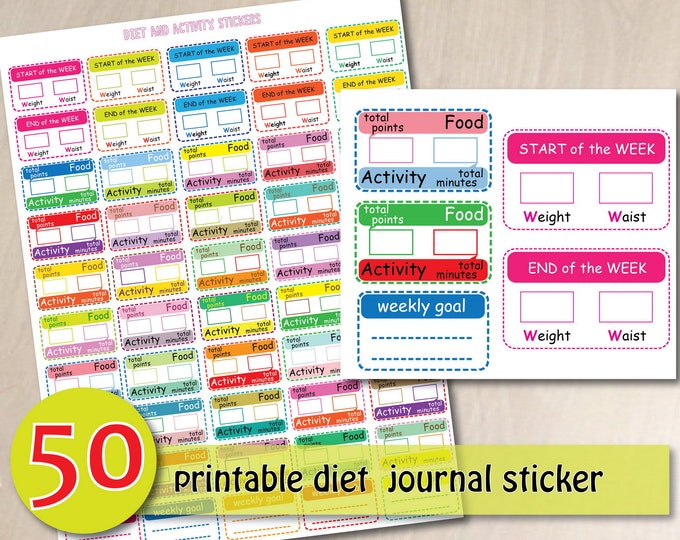 Weight Loss Printable Sticker Workout Sticker for Planner - Etsy
