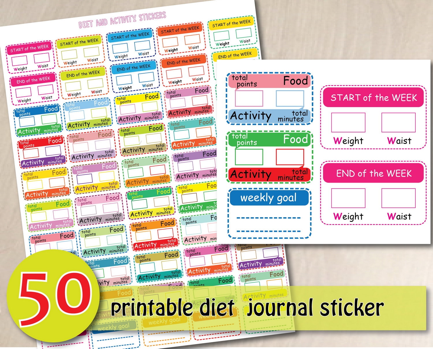 Weight Loss Printable Sticker, Workout Sticker for Planner, Points ...