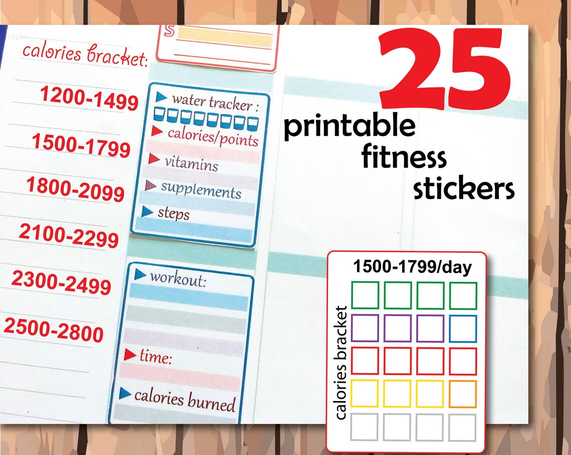 Printable Sticker Fitness Sticker Food Journal Sticker - Etsy