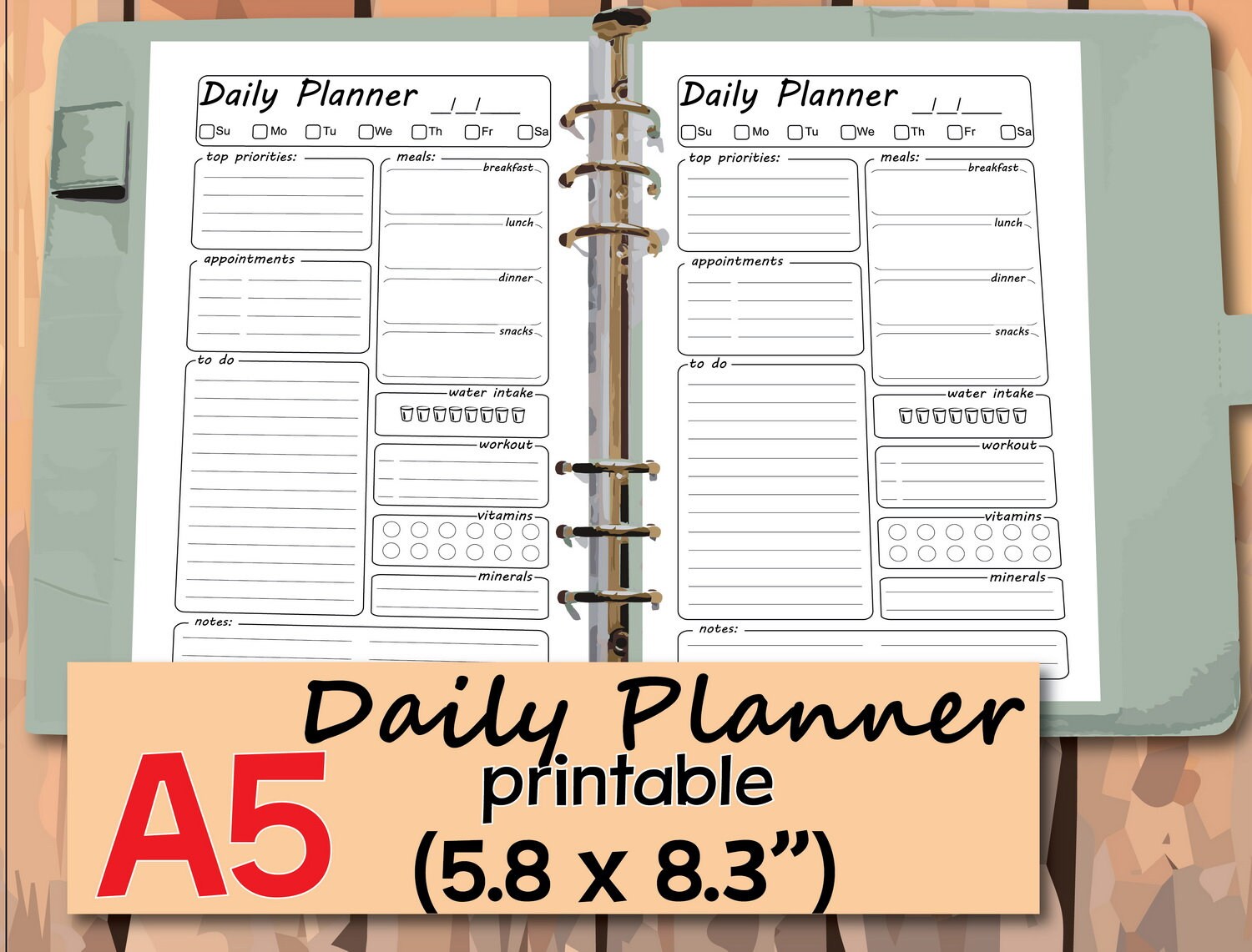 Daily Planner Printable A5 Planner Inserts Daily Journal - Etsy