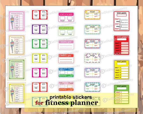 Printable Stickers Fitness Journal Stickers Printable - Etsy