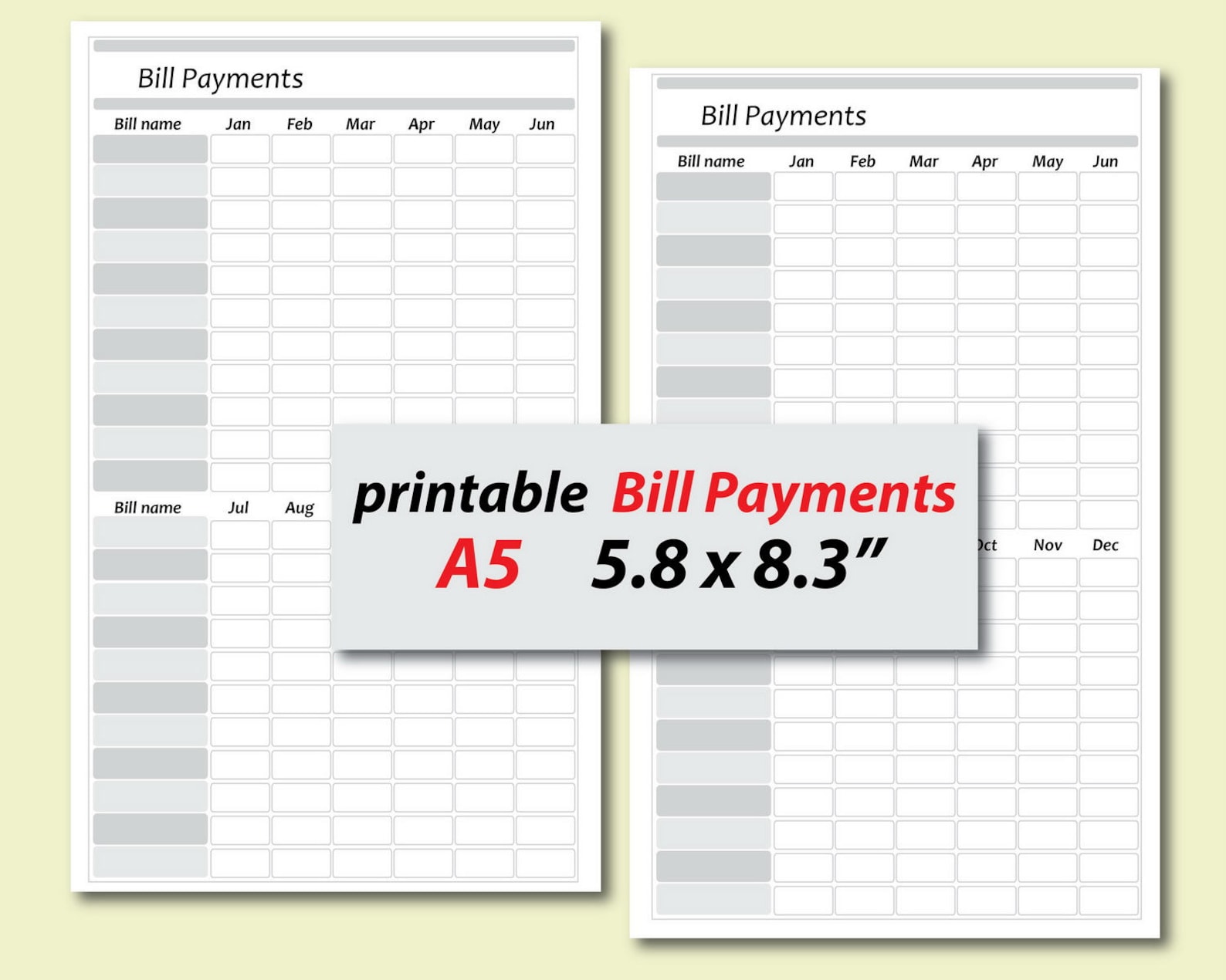 Bill Payments Printable PDF, Bill Payment Tracker, Personal Finance ...