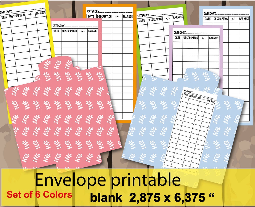 Money Tracker, Cash Tracker Printable, Envelopes Set of 6 Colors ...