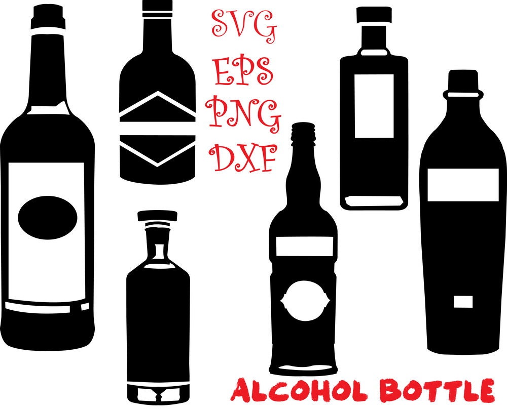 Alcohol Bottle Clipart, Alcohol Bottle Svg, Bottle Svg Eps Png Dxf ...