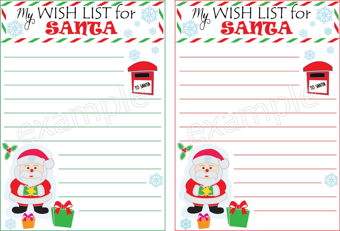 Christmas Wish List Printable Letter to Santa Printablekids - Etsy