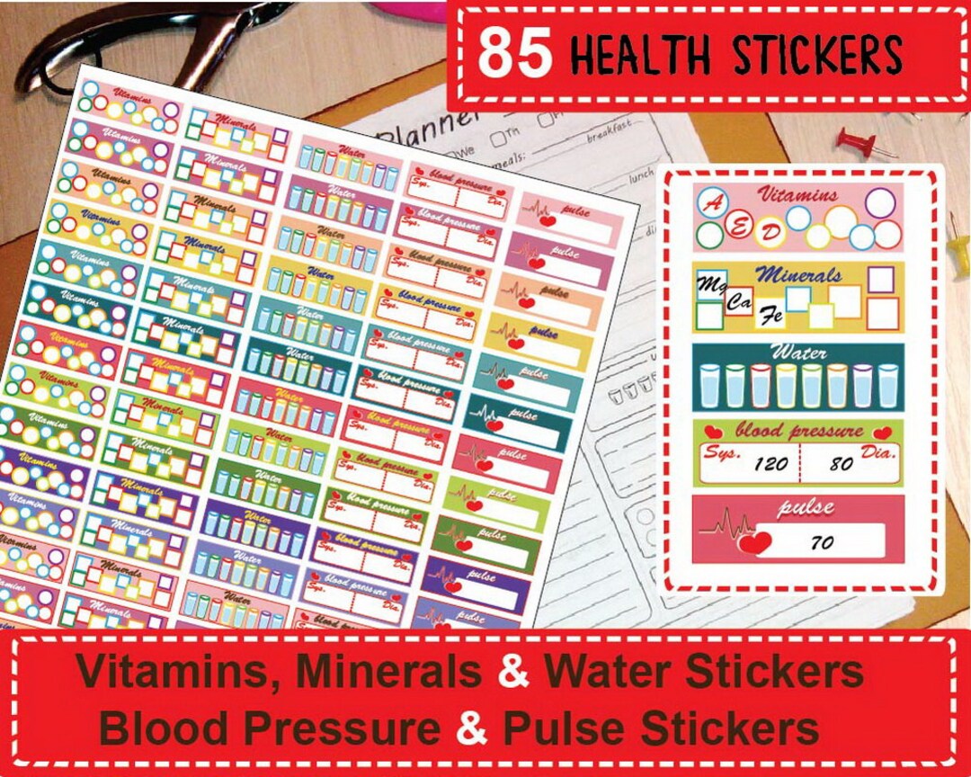Stickers Printable, Fitness Stickers for Your Planner, Vitamin and ...