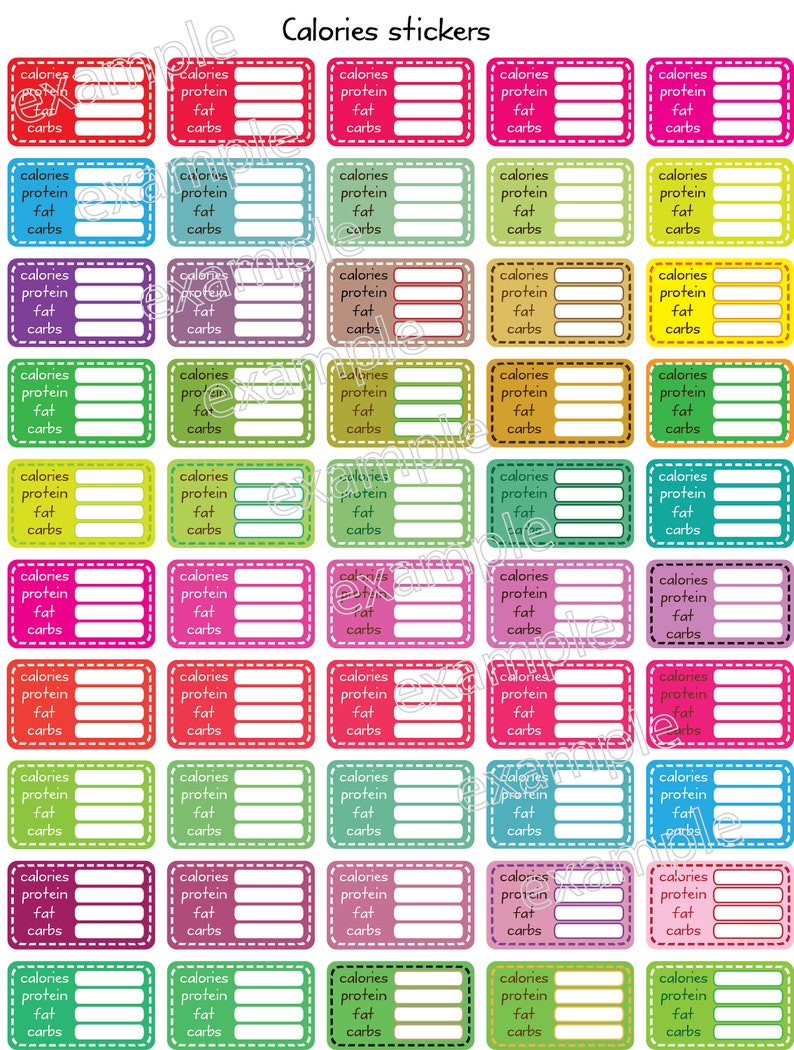 Calorie Tracker Stickers: Fitness & Meal Planner (PDF Download) - Etsy