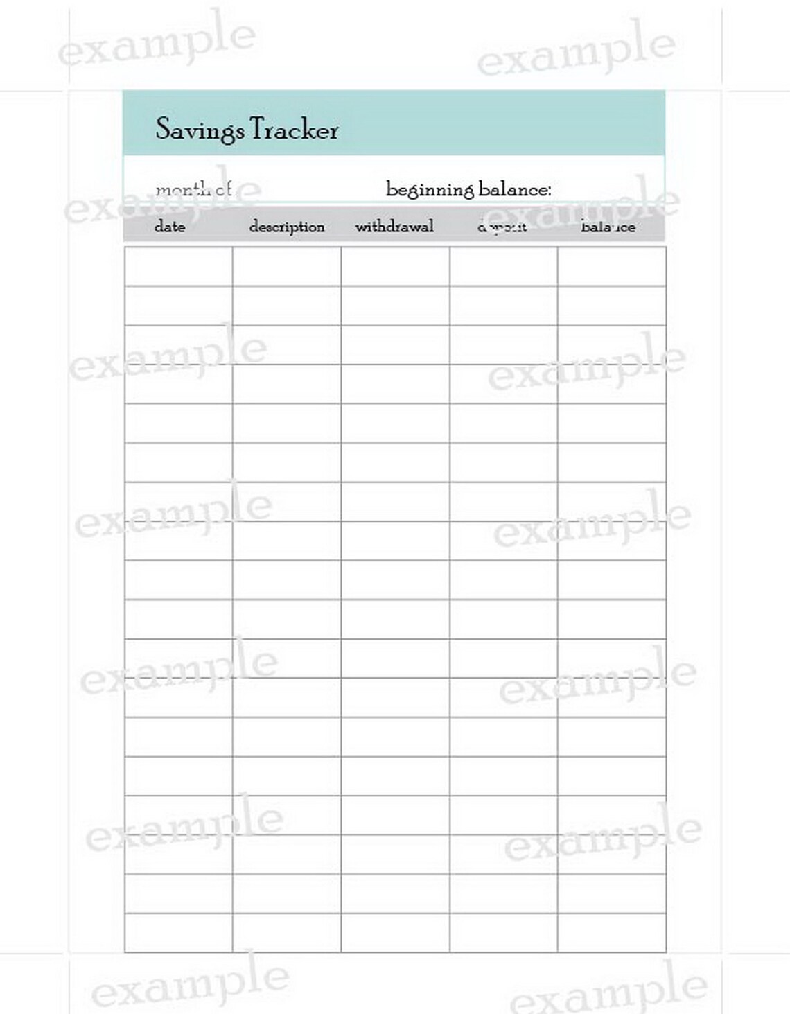 Finance Printable Tracker, Savings Tracker, Monthly Savings, Personal ...