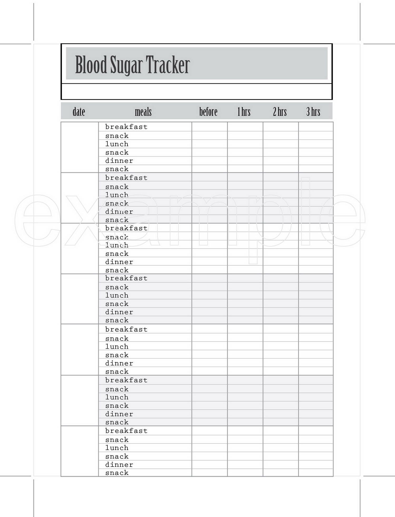 Blood Sugar Tracker,blood Sugar Log, Diabetes Printable, Blood Glucose ...
