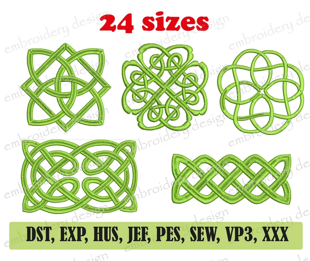 Celtic Knot Embroidery Design: 5 Patterns, 21 Sizes (instant Download ...
