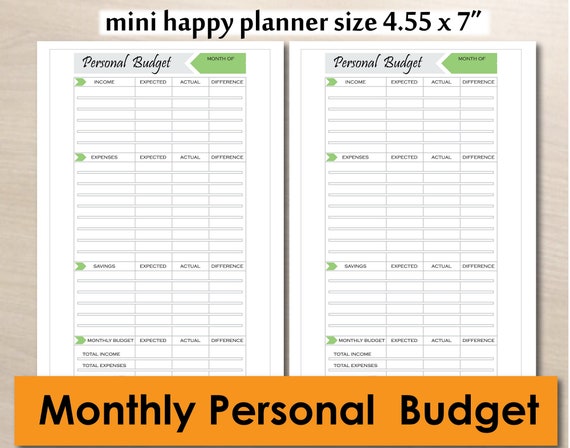Mini Happy Planner Budget Printable Monthly Personal Budget | Etsy