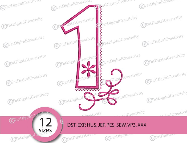 Number One Machine Embroidery Design, Number One Pattern Instant ...