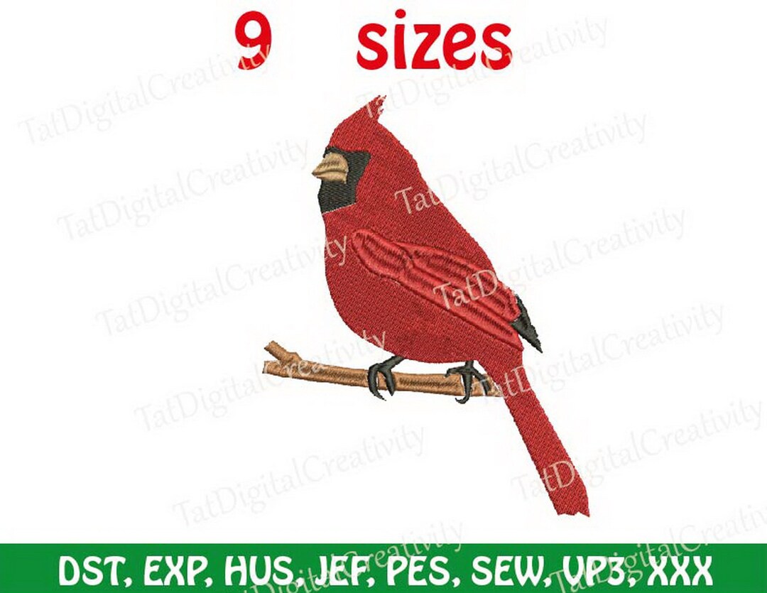 Cardinal Christmas Embroidery Design: 9 Sizes (instant Download) - Etsy
