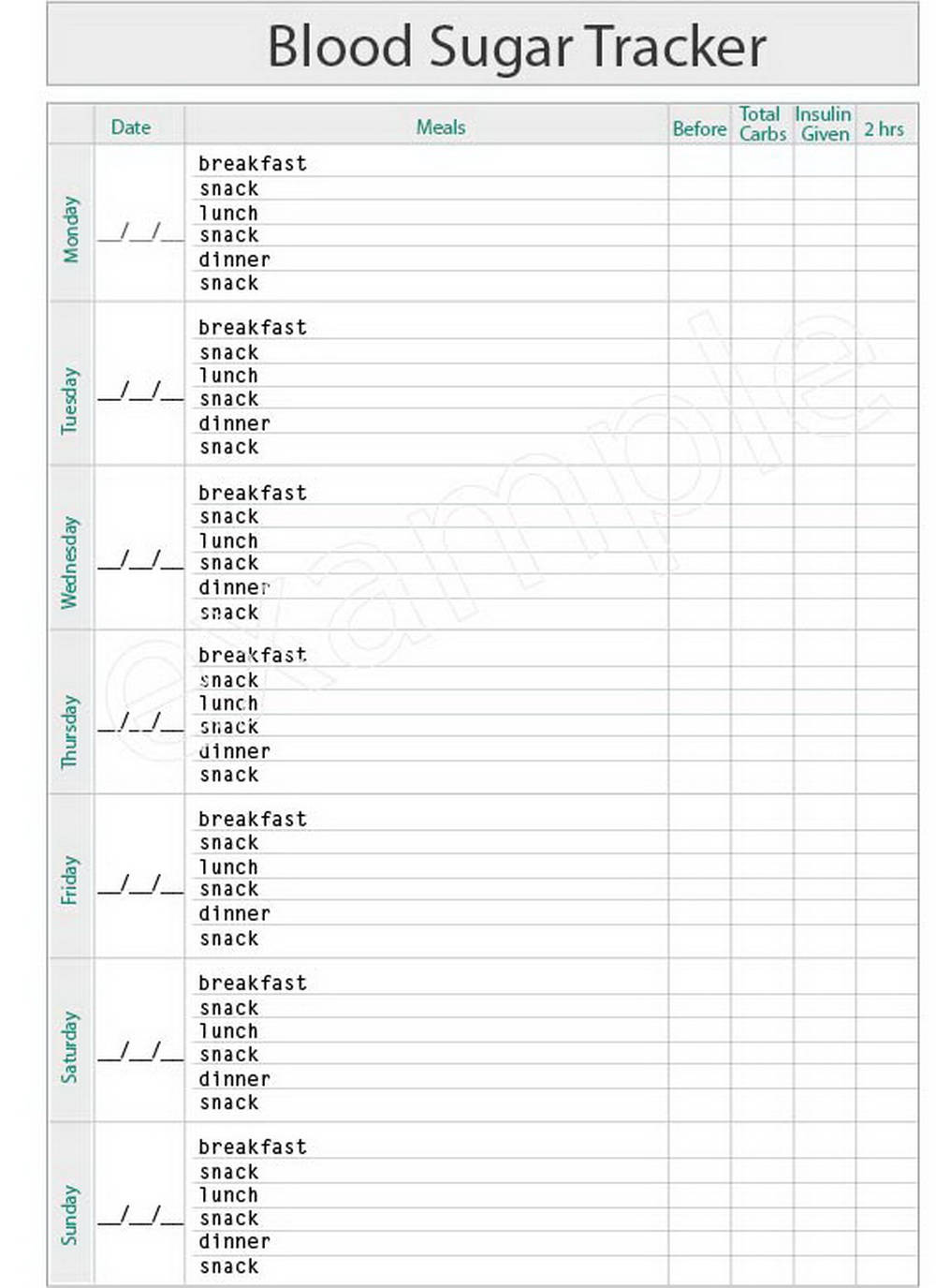 Blood Sugar Tracker,blood Glucose Log ,diabetic Printable/ Editable for ...