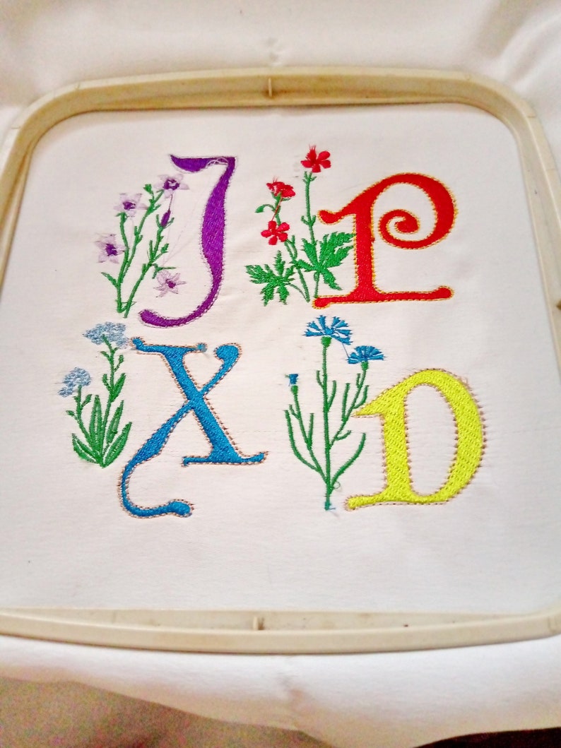 Alphabet Machine Embroidery Design Floral Alphabet Embroidery - Etsy