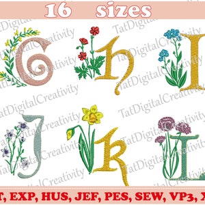 Floral Alphabet Machine Embroidery Design: Font Monogram (instant ...