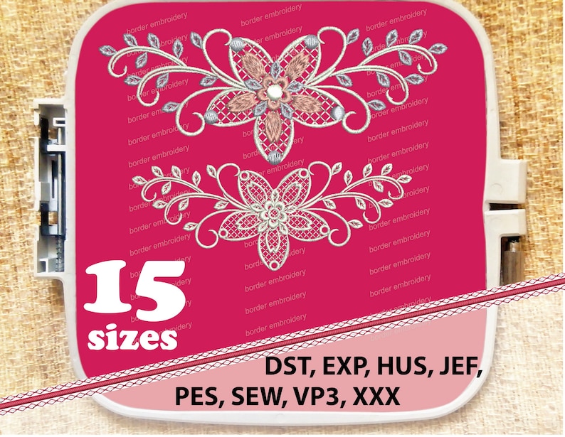 Floral Border Embroidery Design, Small Curved Floral Border Machine ...